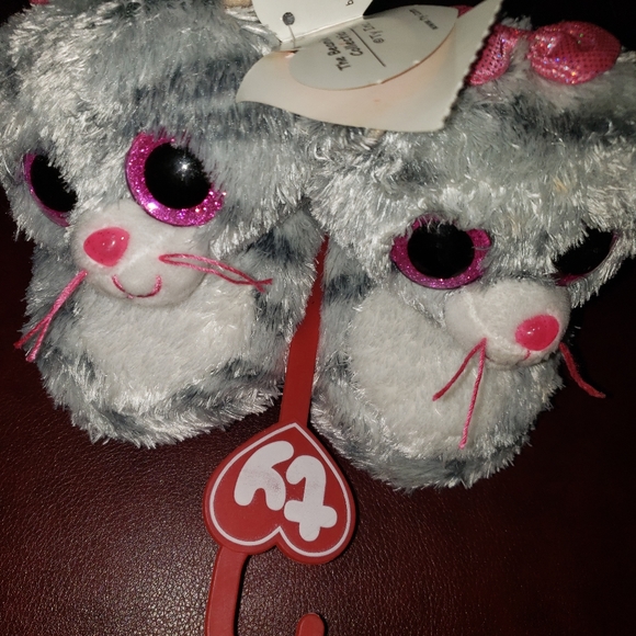 Ty | Shoes | Nwt Ty Beanie Boos Girls Kitty Cat Furry Slippers Shoes Sz ...